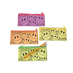 Fun Express Smile Face Pencil Cases - 12 Pieces - Educational And Learning Activities For Kids