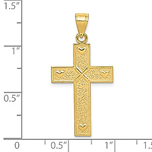 Avariah Solid 10K Yellow Gold Cross W/GOD LOVES ME On Reverse Pendant - 33mm