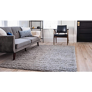 Unique Loom Solid Shag Collection Area Rug (5' 1" x 8', Cloud Gray)