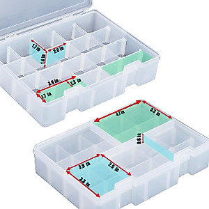 SHIYIJIA Plastic Compartment Organizer Box with Dividers Adjustable Storage Clear Container (400, Grams)