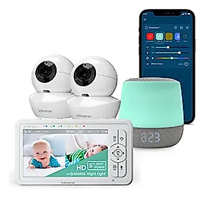 2 in 1 - Babysense Video Baby Monitor with Two HD Cameras & 5" HD Display Bundled with Smart Baby White Noise Sound and Light Machine