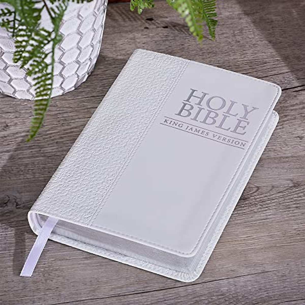 KJV Holy Bible, Compact Faux Leather Red Letter Edition - Ribbon Marker, King James Version, White (KJV Compact Editions)