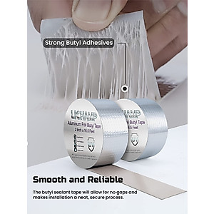 Lichamp Aluminum Butyl Tape, Waterproof Butyl Aluminum Foil Tape 2 inches x 16.4ft for RV Repair, Roof, Window Patch, Boat and Outdoor Pipe Sealing