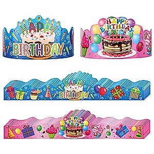 Hooqict 30 Pieces Birthday Crowns for Classroom Colorful Party Hats Birthday Hats for Kids Happy Birthday Hat Paper Crowns Kindergarten School Birthday Crown Preschool Teacher Supplies