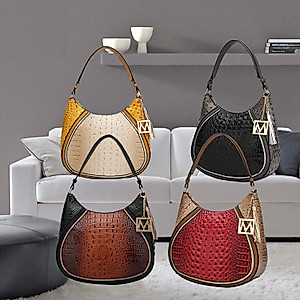 MKF Hobo Bag for Womens Fashion – PU Leather Shoulder Purse Tassel, M Charm – Top Handle Multi-pocket Handbag Black