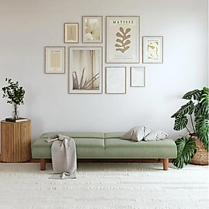 Huyaster 66.5" Armless Futon Sofa Bed，Corduroy (Sage Green)