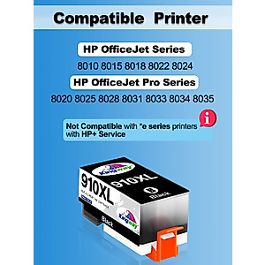 910XL Black Ink Cartridges for HP Printers Replacement for 910 Black Ink Cartridge use for HP Officejet Pro 8025 8028 8020 8031 8033 8034 8035 Officejet 8010 8015 8018, 1 for 910XL Black