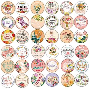 Happy Mother’s Day Label Stickers, 48 Styles Mothers Day Stickers, Floral Mother's Day Round Stickers for Envelope Seals, Gift Tags, Card Letter Decoration