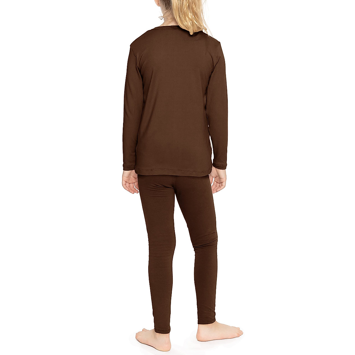 STRETCH IS COMFORT Girl's CREW Neck and Leggings Set Brown X-Large