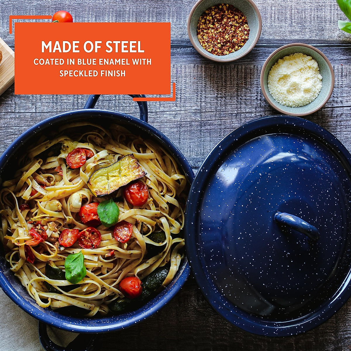 Iimusa Dutch Oven with Lid, 5 Quart, Blue