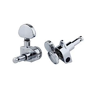 Guyker Guitar Locking Tuners (3L + 3R) - 1:21 High End Roto-Grip Rotomatic Lock String Tuning Key Pegs Machine Head with Big Handle Replacement - Chrome