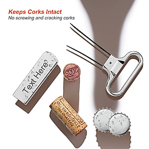 Personalized Wine Opener for Vintage Bottles,Sinseike Two-Prong Cork Puller,Father's Day Gifts (silver)