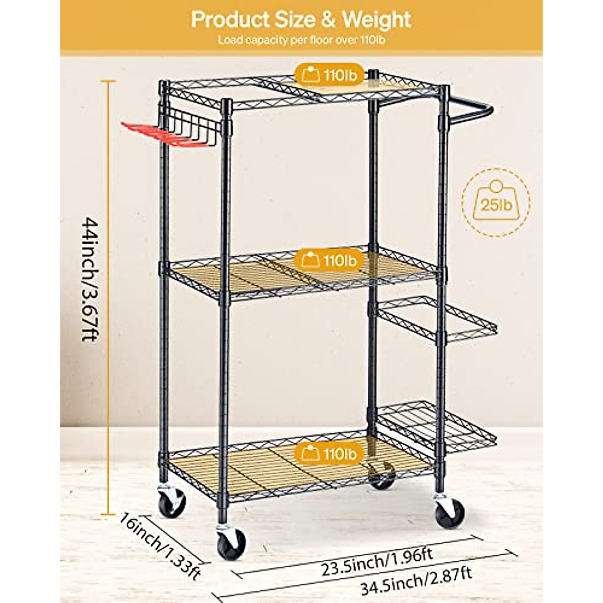 FHXZH Home Gym Storage Rack, Workout/Exercise Equipment Storage Organizer with Hooks and Wheels for Yoga Mat & Ball Dumbbell Kettlebells Foam Roller Resistance Bands