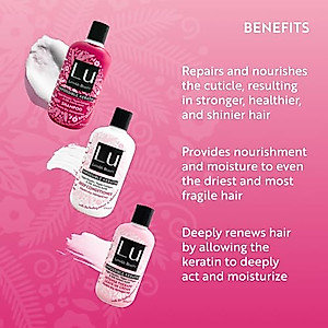LATINUS BEAUTY RESCUE Collection, Impossible Keratin Anti-Frizz Shampoo (12 oz) + Conditioner (12 oz) + Leave-In Cream (8 oz) for Dry, Damaged Hair
