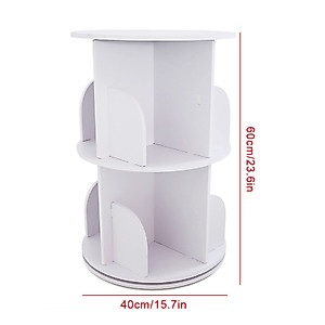 Cbhfmljd 2 Layers 360° Rotating Bookshelf, Round Bookcase Nordic Style 2 Tier Revolving Bookcase Freestanding Storage Shelf Stackable Shelves Bookshelf Organizer Round Bookshelf Living Room Bedroom