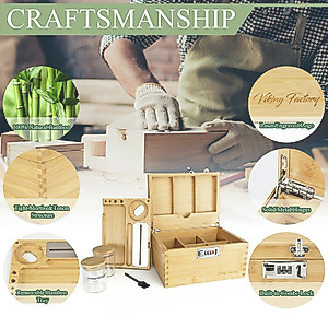 Viking Factory Large Bamboo Box with Combination Lock, Home Decorative Box Locking, Upgraded Tray | Glass Jars | Accessory Tool.(Bamboo)