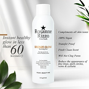 Bronze Glow By Roxanne Rizzo - Celebrity Choice Bronzer - Refreshing Hydrating Bronzing Mist - Face & Body Bronzer - Use as a setting spray or wear alone - Blends into all skin tones