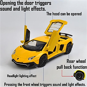 iLooboo Alloy Collectible Lamborghini Toy Vehicle Pull Back Die-Cast Car Model with Lights and Sound