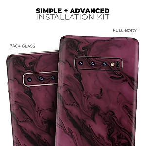 DesignSkinz Black & Pink Marble Swirl V1 | Protective Vinyl Decal Wrap Skin Cover Compatible with The Samsung Galaxy S9 Plus (Full-Body, Screen Trim & Back Glass Skin)