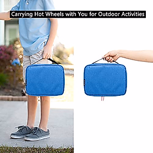 KISLANE 24 Toy Cars Storage for Hot Wheels, Storage Case Compatible with 24 Hot Wheels, Matchbox Cars, Mini Toys, Hot Wheels Storage for Kids, Bag Only (Blue)