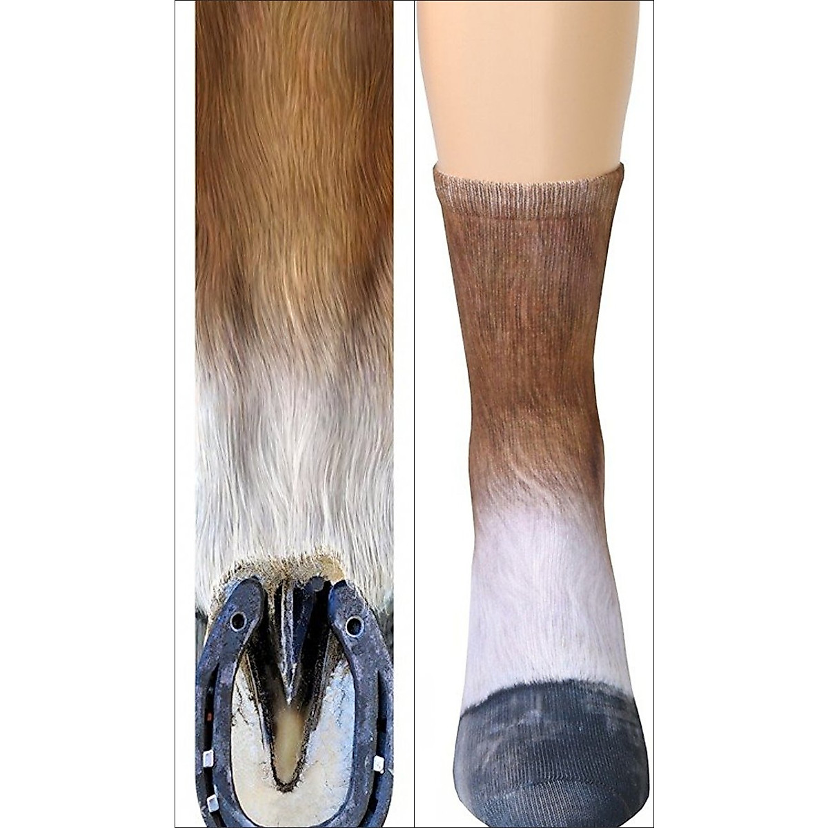Tiaronics 3D Socks Unisex Adult Animal Paw Crew Socks - Sublimated Print (Horse)