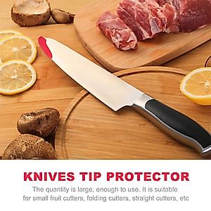 UPKOCH 30Pcs Knife Blade Tip Protector Knife Tip Guards Plastic Knife Point Cover Blade Tip Sleeves Kitchen Knifehead Guard for Kitchen Dining Injuries Red