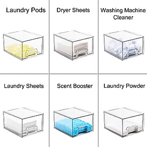 Stackable Dryer Sheet Holder and Laundry Pods Container Set by VOTLEVT, Clear Dryer Sheet Dispenser and Laundry Pods Box Set, Dishwasher Pods Holder, Laundry Room Organization and Storage