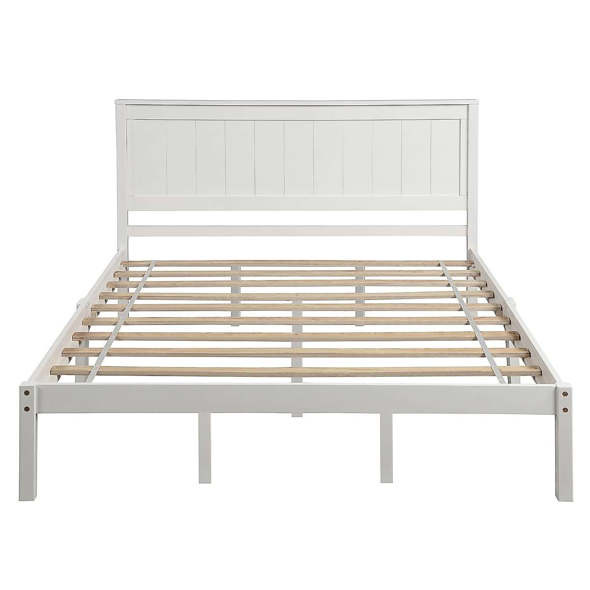 Aiuyesuo Modern Queen Size Platform Bed with Headboard, Wooded Platform Bed Frame with Strong Wood Slat Support, No Box Spring Needed, Easy Assembly (White-YU0OW)