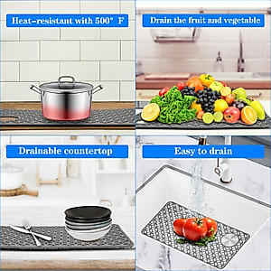 QKVCX Sink Protectors for Kitchen Sink,28.25''x 14.2'' Sink Protectors for Kitchen,Sink Drainage Mat- Non-slip Sink Mat for Bottom of Kitchen Farmhouse Porcelain Sink Kitchen Sink Grid Accessory.