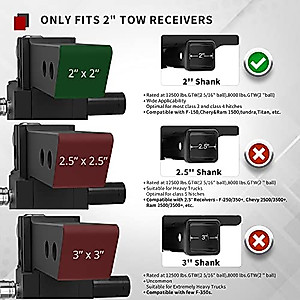 YITAMOTOR Adjustable Trailer Hitch, Fits 2-Inch Receiver, 6-Inch Drop Hitch, Aluminum Tow Hitch, Ball Mount, 2 and 2-5/16 inch Combo Stainless Steel Tow Balls with Double Pins, Red