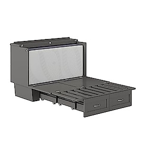 AFI Monroe Full Size Murphy Bed Chest with Mattress, Storage, & Built-in Charger in Grey