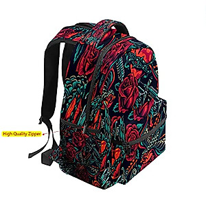 KIOPLYET Vintage Flash Tattoos Backpack School Book Bag Laptop Backpacks Travel Hiking Camping Day Pack