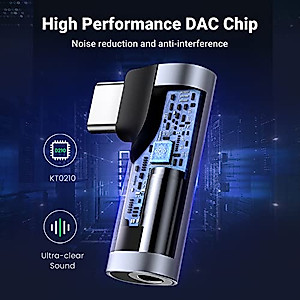 UGREEN USB C to 3.5mm Audio Adapter Type C Aux Headphone Jack DAC Stereo Mic HiFi Right Angle Earphone Dongle Compatible with iPad Pro Air 5 4 Mini 6, Galaxy S23 Ultra S22 S21 S20, Pixel 7 Pro, Gray