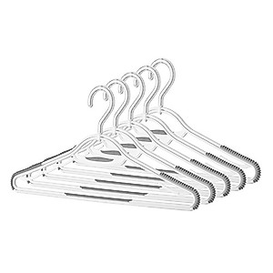 Whitmor Slim Sure-Grip Hangers with Swivel Hook (Set of 5), White, 17.13x 8.07 inch