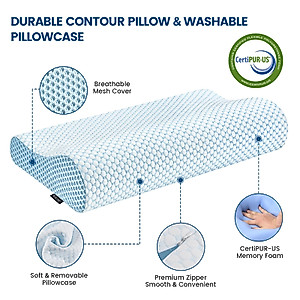 Memory Foam Pillows Neck Pillow Bed Pillow for Sleeping, Ergonomic Cervical Contour Pillow Neck Support Pillow for Side Back Stomach Sleeper, Orthopedic Pillow for Neck and Shoulder Pain