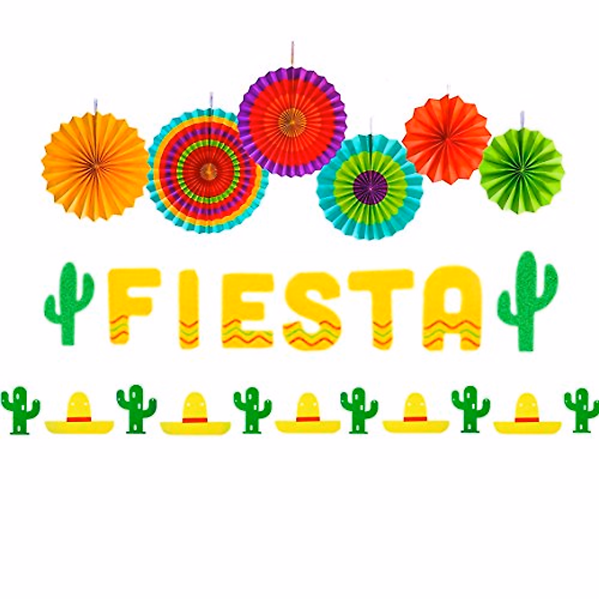 Set of 3 JeVenis Fiesta Banner Cactus Garlands Cinco De Mayo Banners Fiesta Party Decorations for Wedding Birthday Baby Shower Party