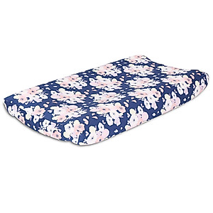 The Peanutshell Navy Floral Changing Pad Cover