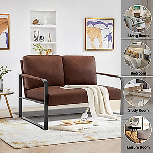 HAOBO Home Loveseat Couch Bench Settee for Living Room, Upholstered Small Sofa Couch PU Leather Banquette Lounge Bench for Dining Room Bedroom Funiture