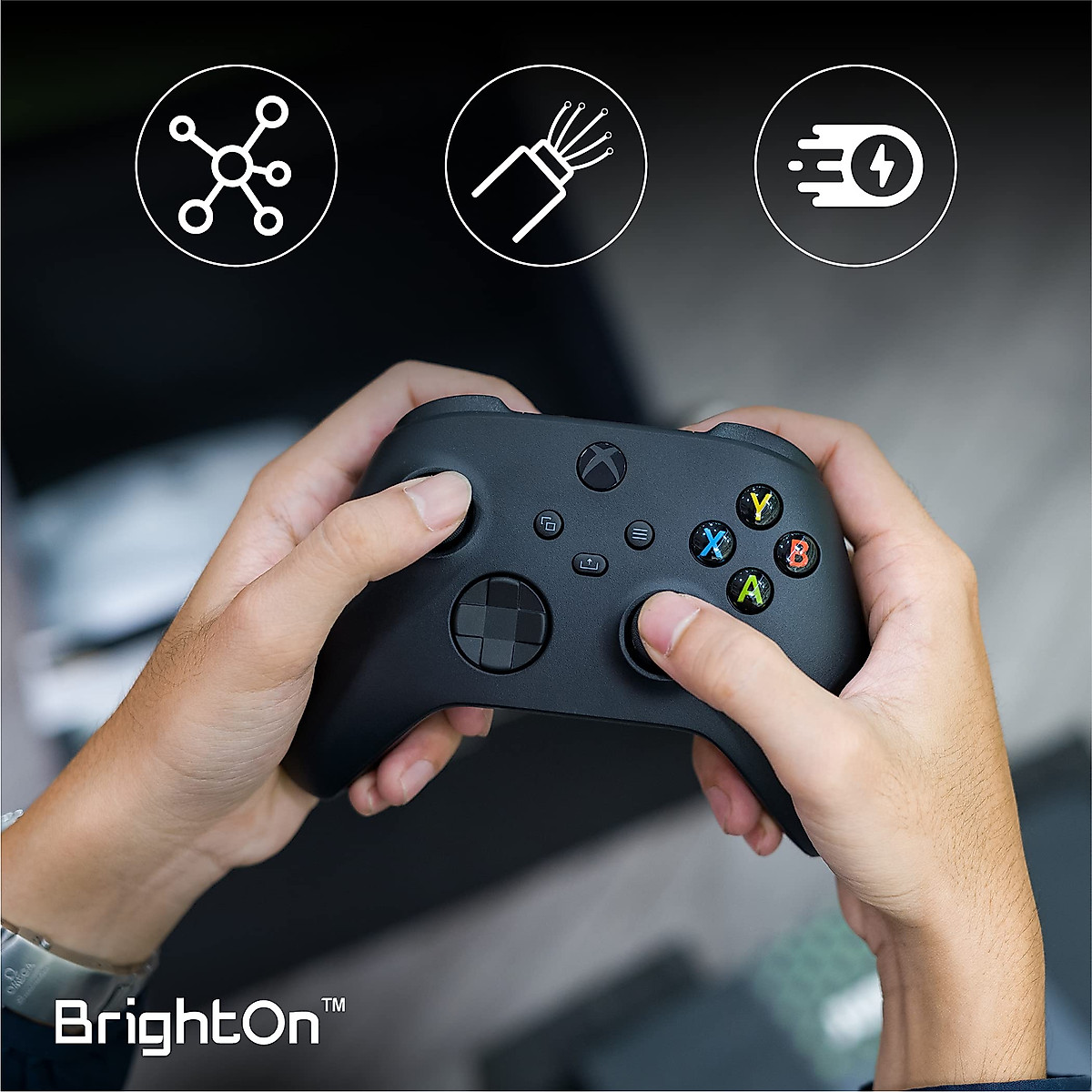 BrightOn Optimized Cable Package Compatible with Xbox Series X/S | 8K HDMI 2.1 HDR Black Cable 8K@60Hz/4K@120Hz | CAT 7 Super High Speed Ethernet Cable | Fast Charge (USB A to USB C) (2 Meter Cables)