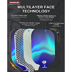 VINSGUIR Pickleball Paddles Set of 4, USAPA Approved Fiberglass Pickleball Set with 4 Pickle Balls, Lightweight Carrying Bag, Pickleball Gifts for Beginners & Pros (4 Rackets)