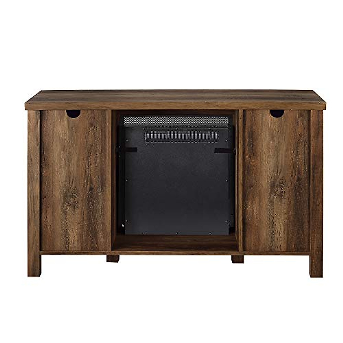 Walker Edison Tall Farmhouse Metal Mesh Barndoor and Wood Universal Fireplace TV Stand or TV's up to 55" Flat Screen Living Room Storage Entertainment Center, 48 Inch, Rustic Oak