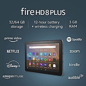 Fire HD 8 Plus tablet, HD display, 64 GB, (2020 release), our best 8" tablet for portable entertainment, Slate, without lockscreen ads