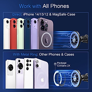 Magnetic Phone Holder for Car [20 Powerful Magnets], Hands-Free Magsafe Car Mount for Air Vent, Cell Phone Vehicle Mount, Mobile Stand for Car, Fit for iPhone All Phone Smartphone