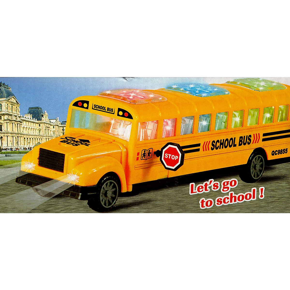 Kids School Bus Toy, Attractive Flashing Lights, Sound and Music, Bump 'n Go Action, Forest & Twelfth Cute Yellow School Bus Toy to Keep Kids Busy, Great Gift Idea