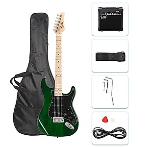 GLARRY Full Size Electric Guitar for Beginner with Amp and Accessories Pack Guitar Bag (Dark blue)