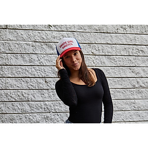 Funky Junque Bridal Snapback Trucker Hat - White Girl Wasted (White/red/Blue)