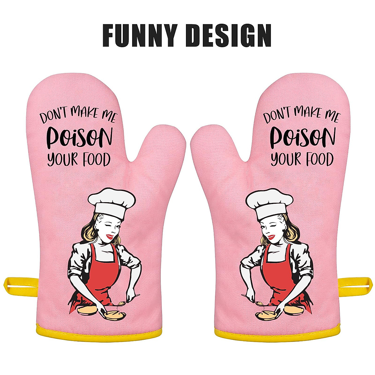 Miracu Funny Oven Mitts, Fun Pink Oven Mitt Set, Retro Kitchen Mitts - Baking Cute Oven Mitts for Women Friend, Mothers Day, Unique House Warming, Birthday Cooking Gifts for Women, Mom Wife Baker Her