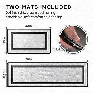 Homergy Anti Fatigue Kitchen Mats for Floor 2 PCS, Memory Foam Cushioned Rugs, Comfort Standing Desk Mats for Office, Home, Laundry Room, Waterproof & Ergonomic, 17.3×30.3 & 17.3×59, Fabric Black