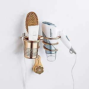 Gold Color Blow Dryer Holder Hair Tools Organizer Comb Storage Caddy,Adhesive or Drilling
