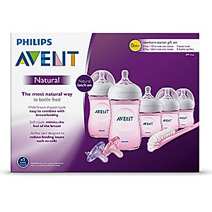 Philips Avent Natural Baby Bottle Pink Gift Set, SCD206/11